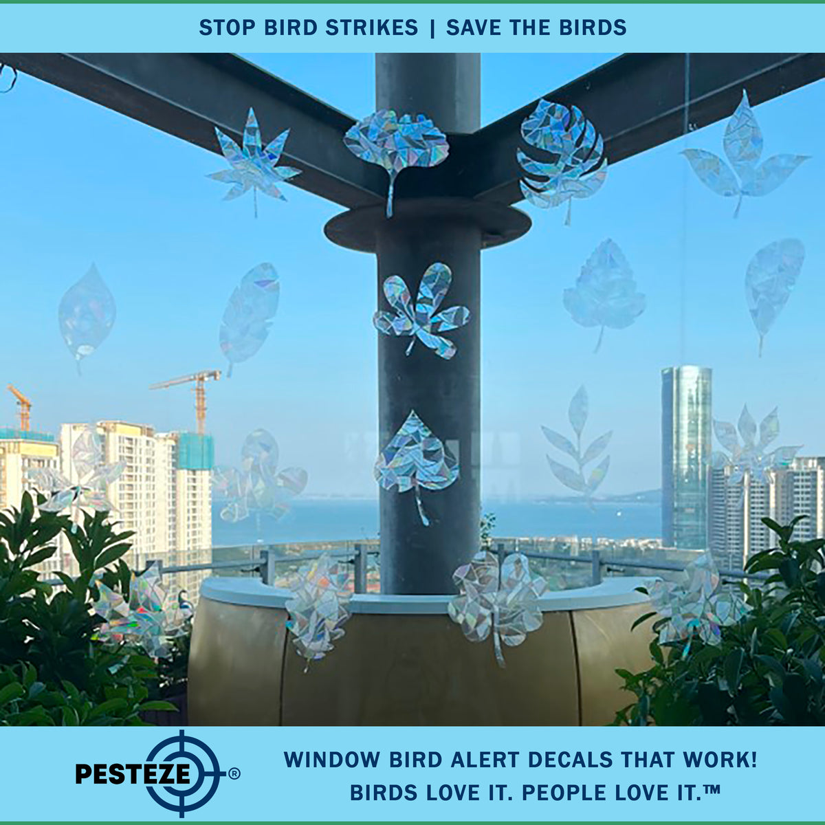 PESTEZE® Rainbow Leaf Medley Anti-Strike Window Decals – Prevent Bird ...